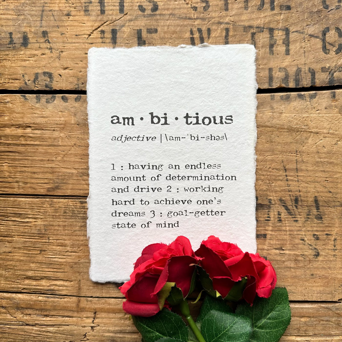 ambitious definition print in typewriter font on handmade paper– Alison ...