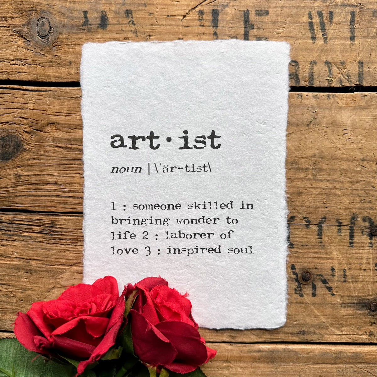 artist definition print in typewriter font on handmade paper– Alison ...