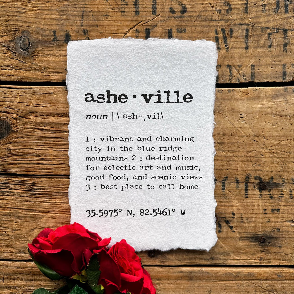 asheville north carolina definition print on handmade paper– Alison ...