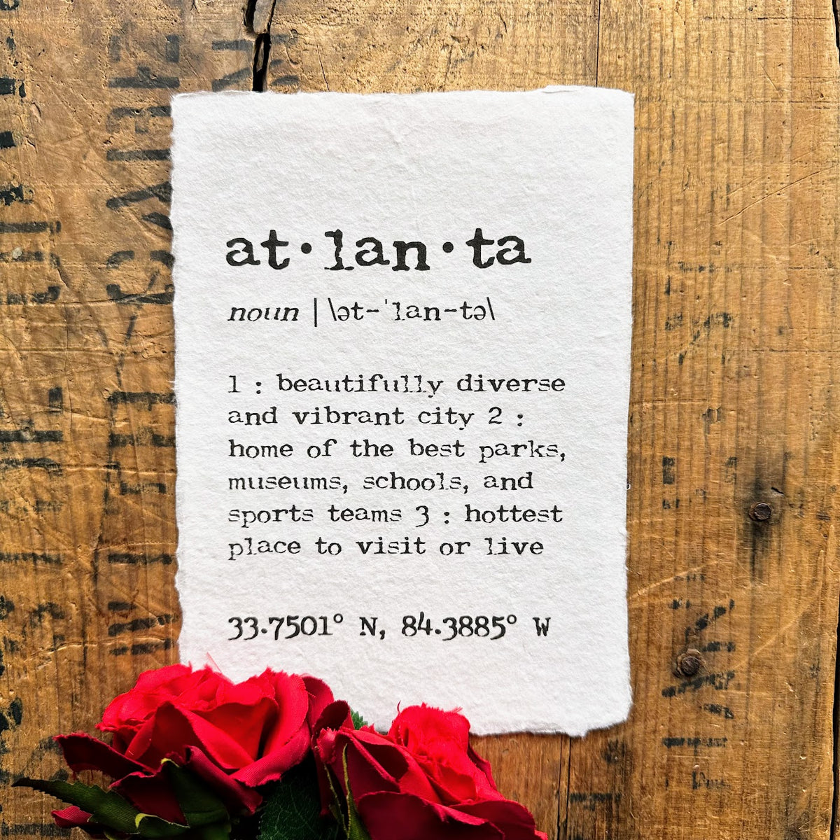 atlanta georgia definition print on handmade paper– Alison Rose Vintage