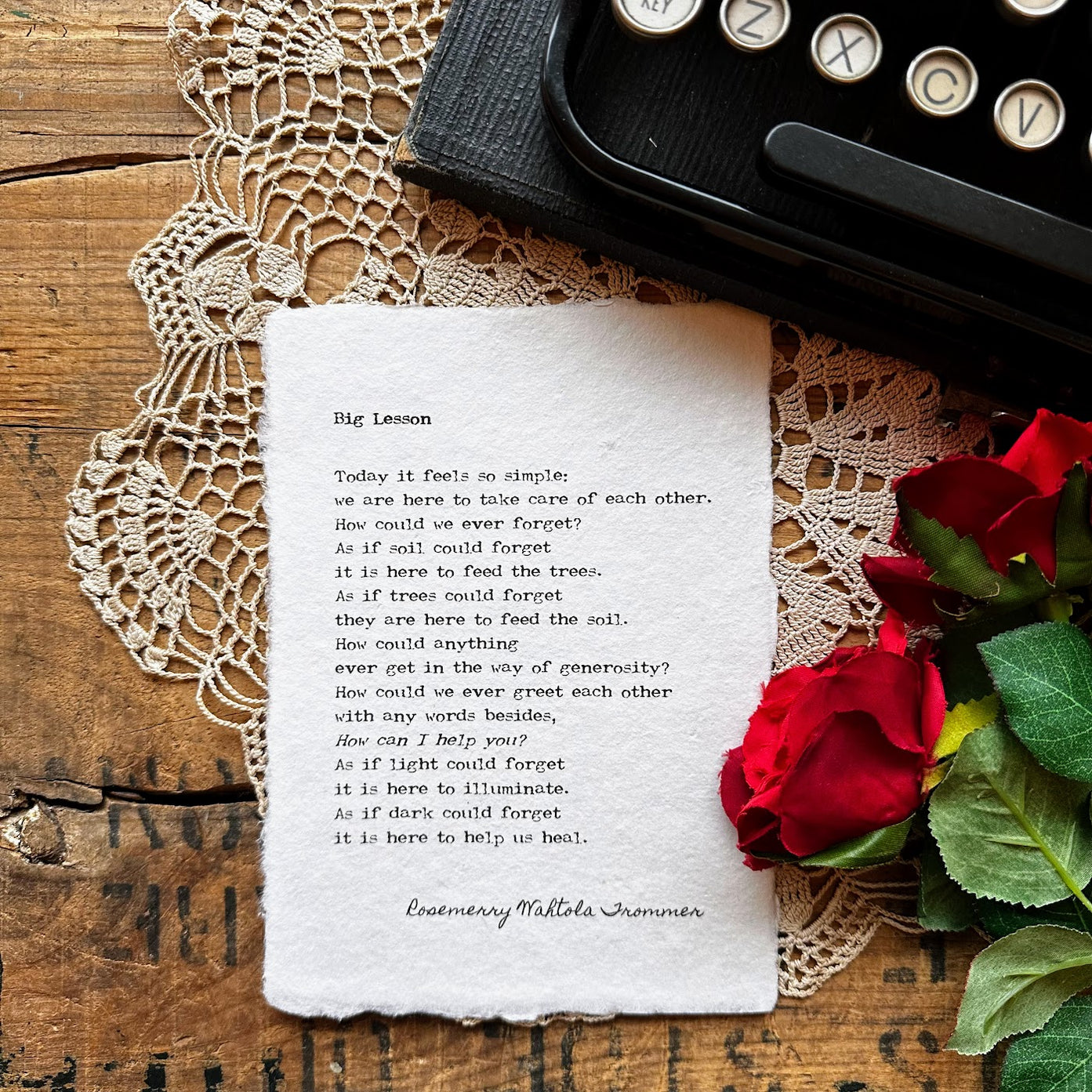 Big Lesson poem by Rosemerry Wahtola Trommer on handmade paper– Alison ...
