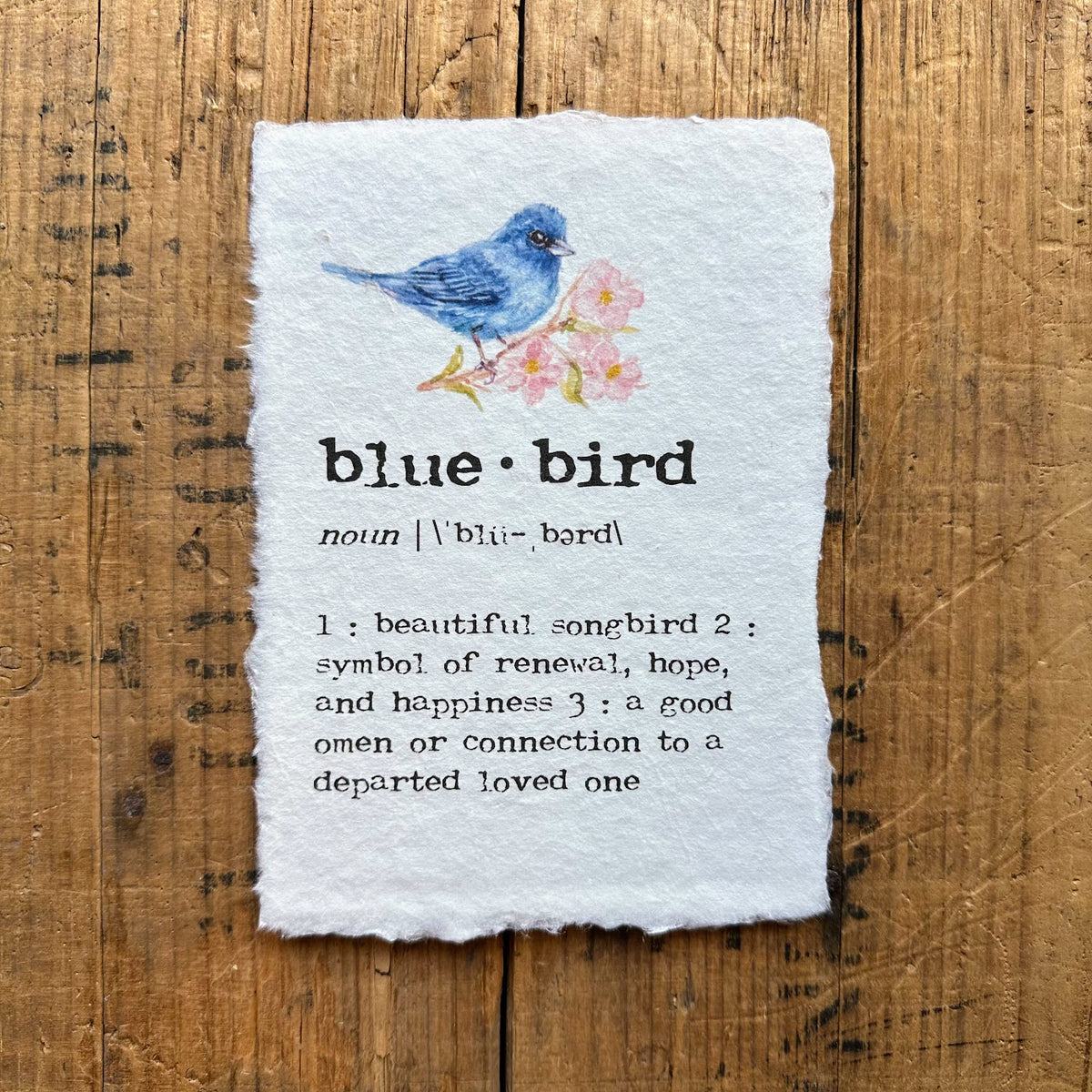 bluebird definition print on handmade paper– Alison Rose Vintage
