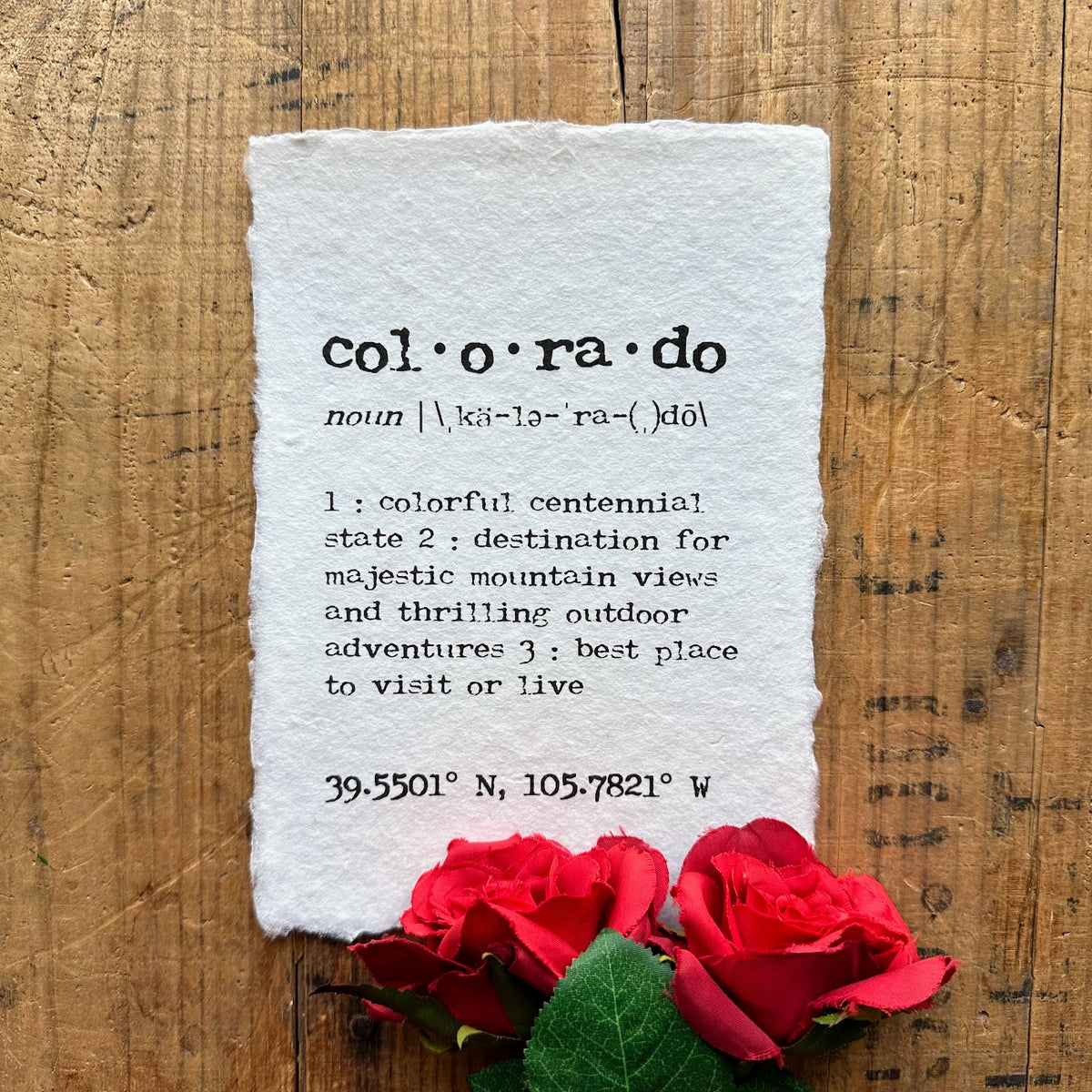 colorado definition print in typewriter font on handmade paper– Alison ...