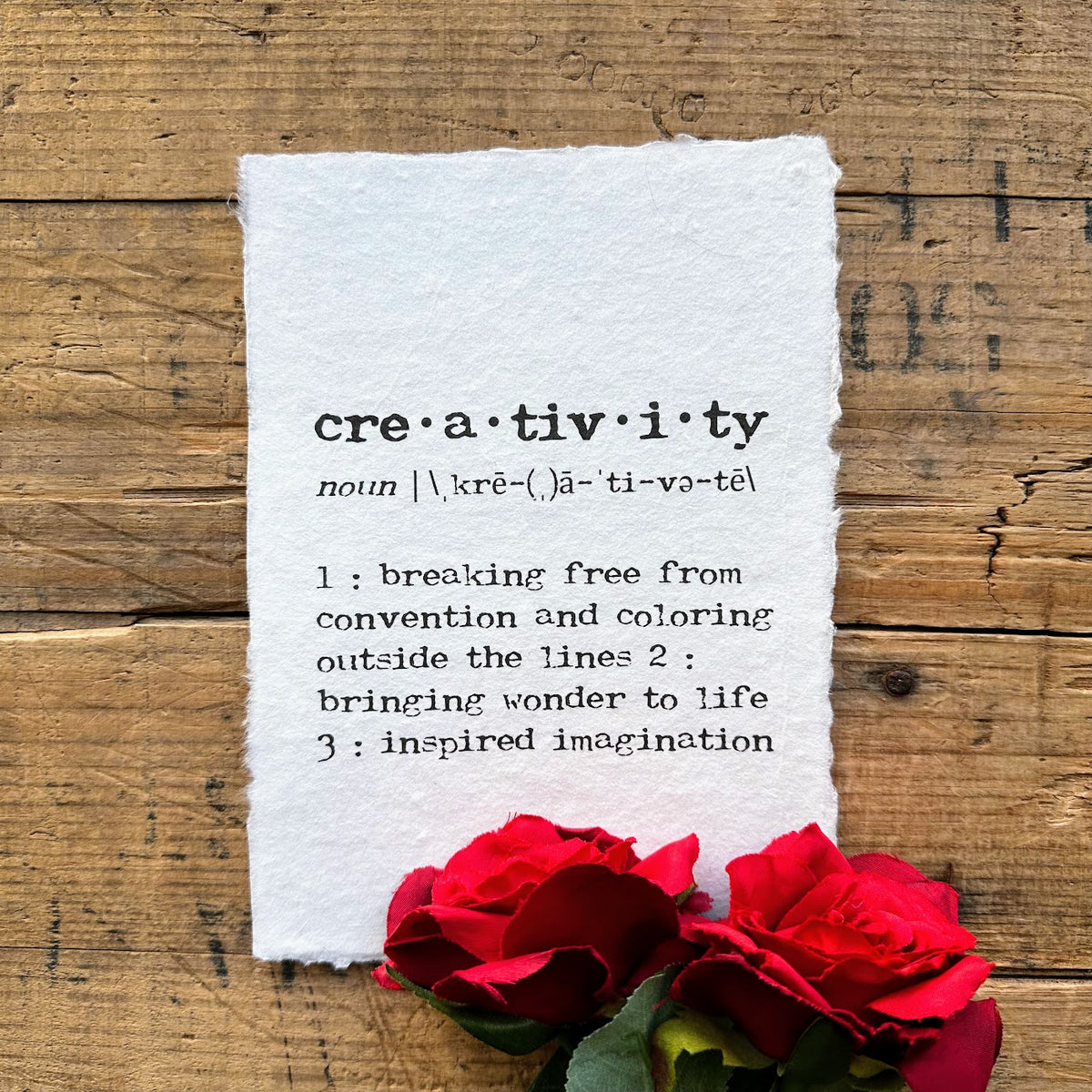 creativity definition print in typewriter font on handmade paper ...
