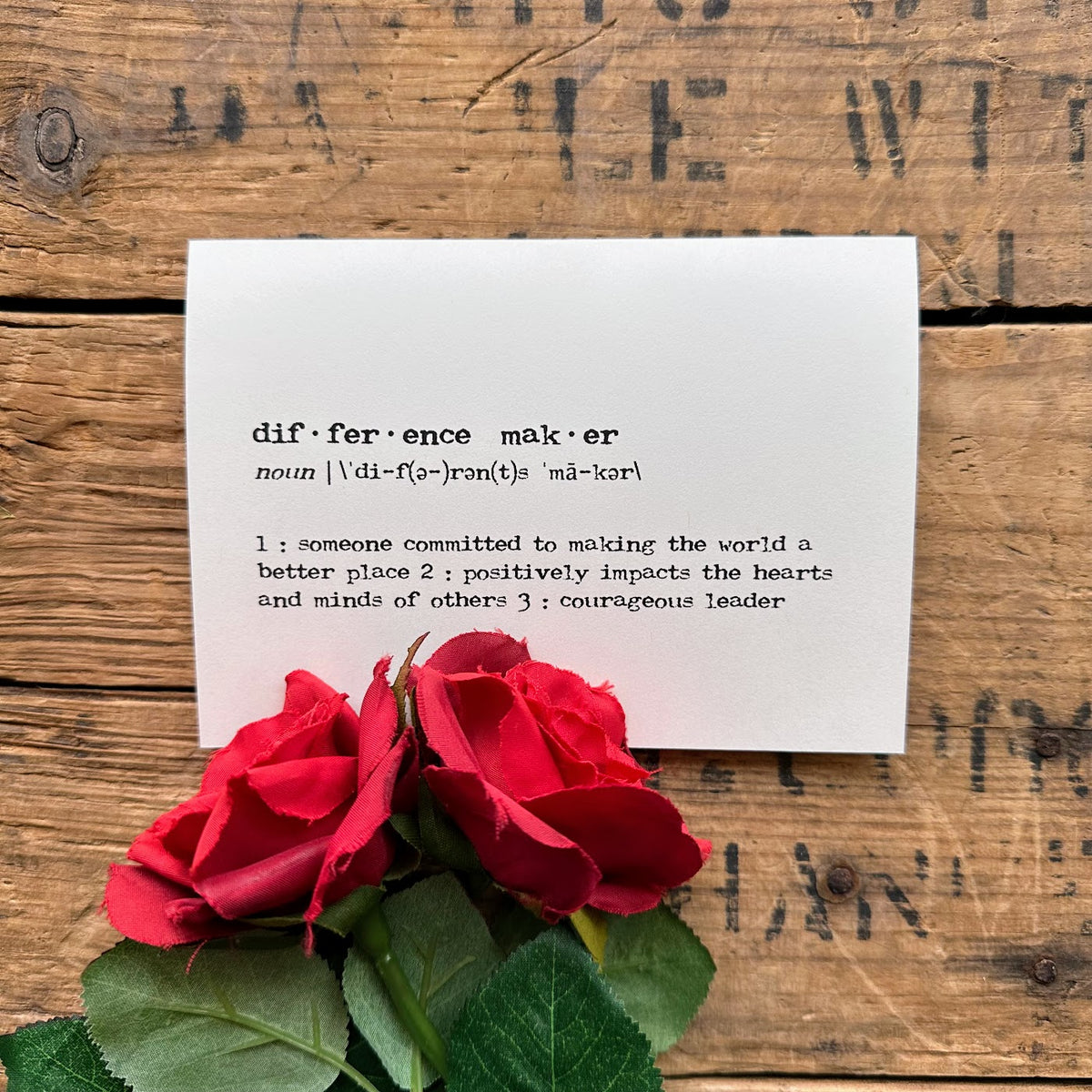 difference maker definition card in typewriter font– Alison Rose Vintage