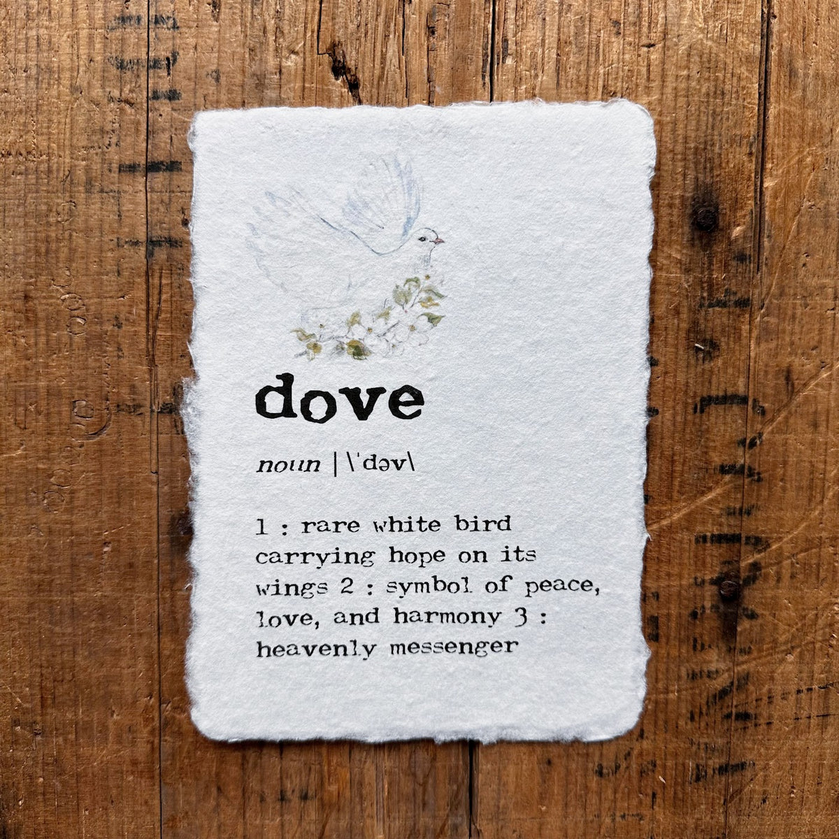 Dove definition print in typewriter font on handmade paper– Alison Rose ...