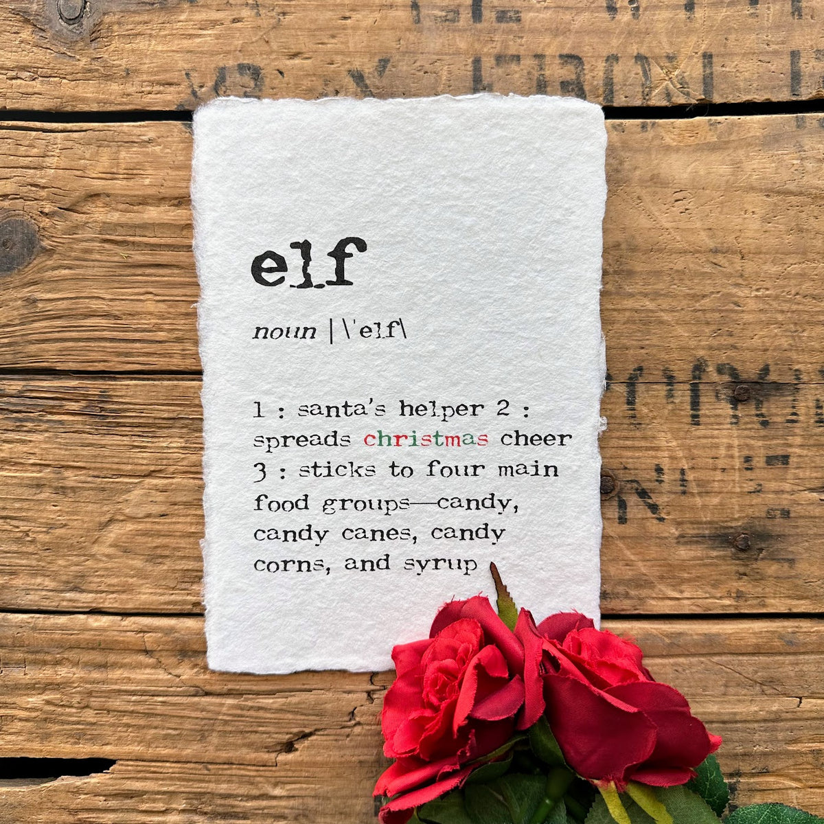 elf definition print in typewriter font on handmade cotton paper ...