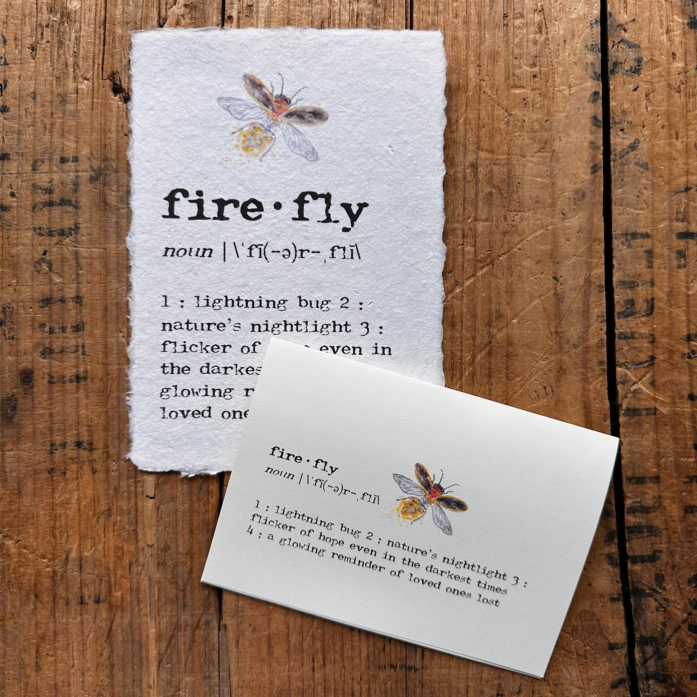firefly definition print in typewriter font on handmade paper– Alison ...