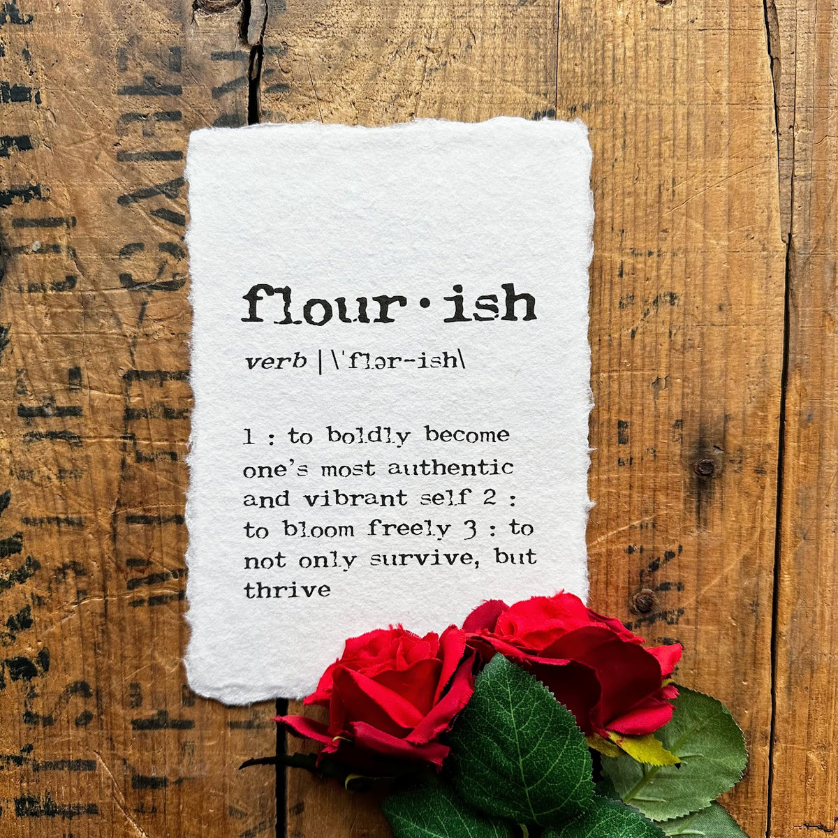 flourish definition print on handmade paper– Alison Rose Vintage