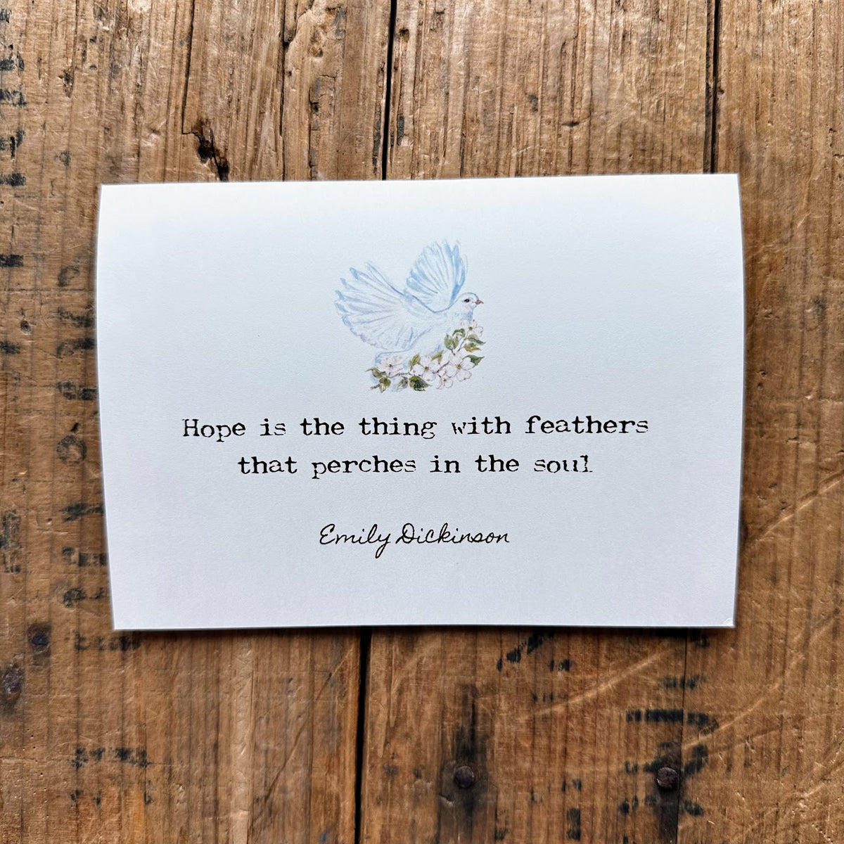 Hope is the thing with feathers Emily Dickinson quote card– Alison Rose ...