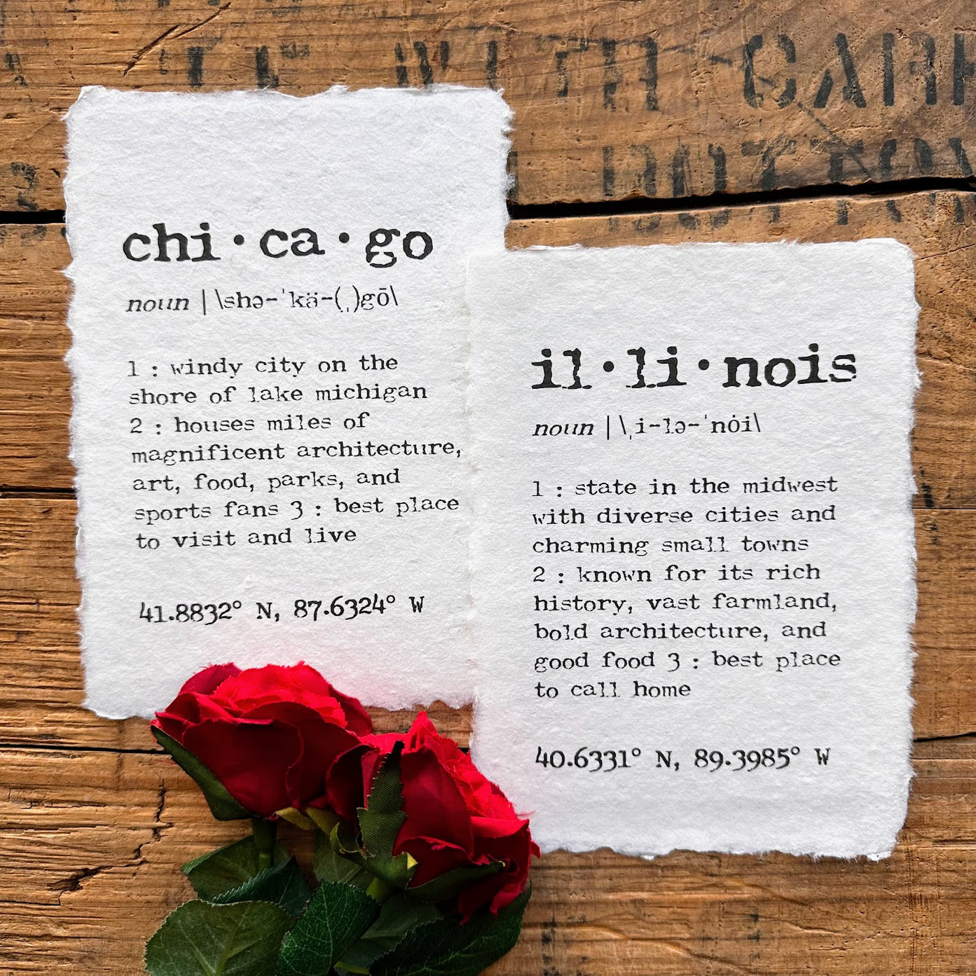 chicago illinois definition print in typewriter font on handmade paper ...