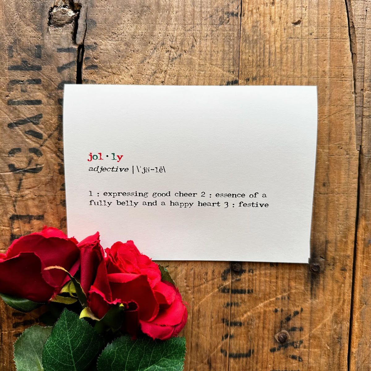 jolly definition greeting card in typewriter font– Alison Rose Vintage