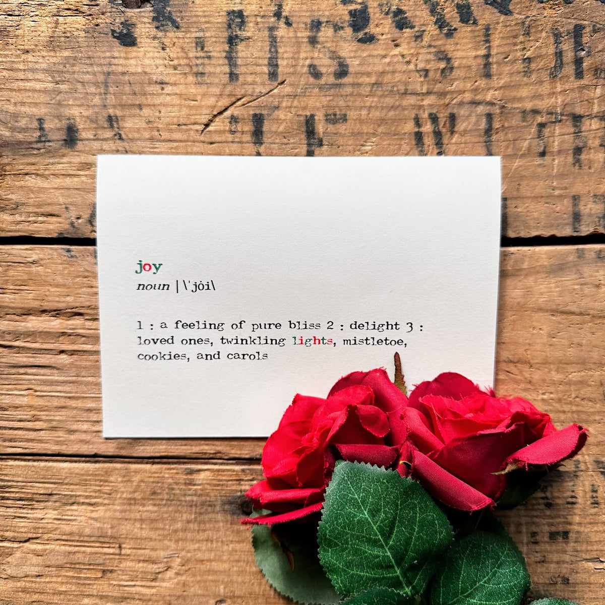 joy definition greeting card in typewriter font– Alison Rose Vintage