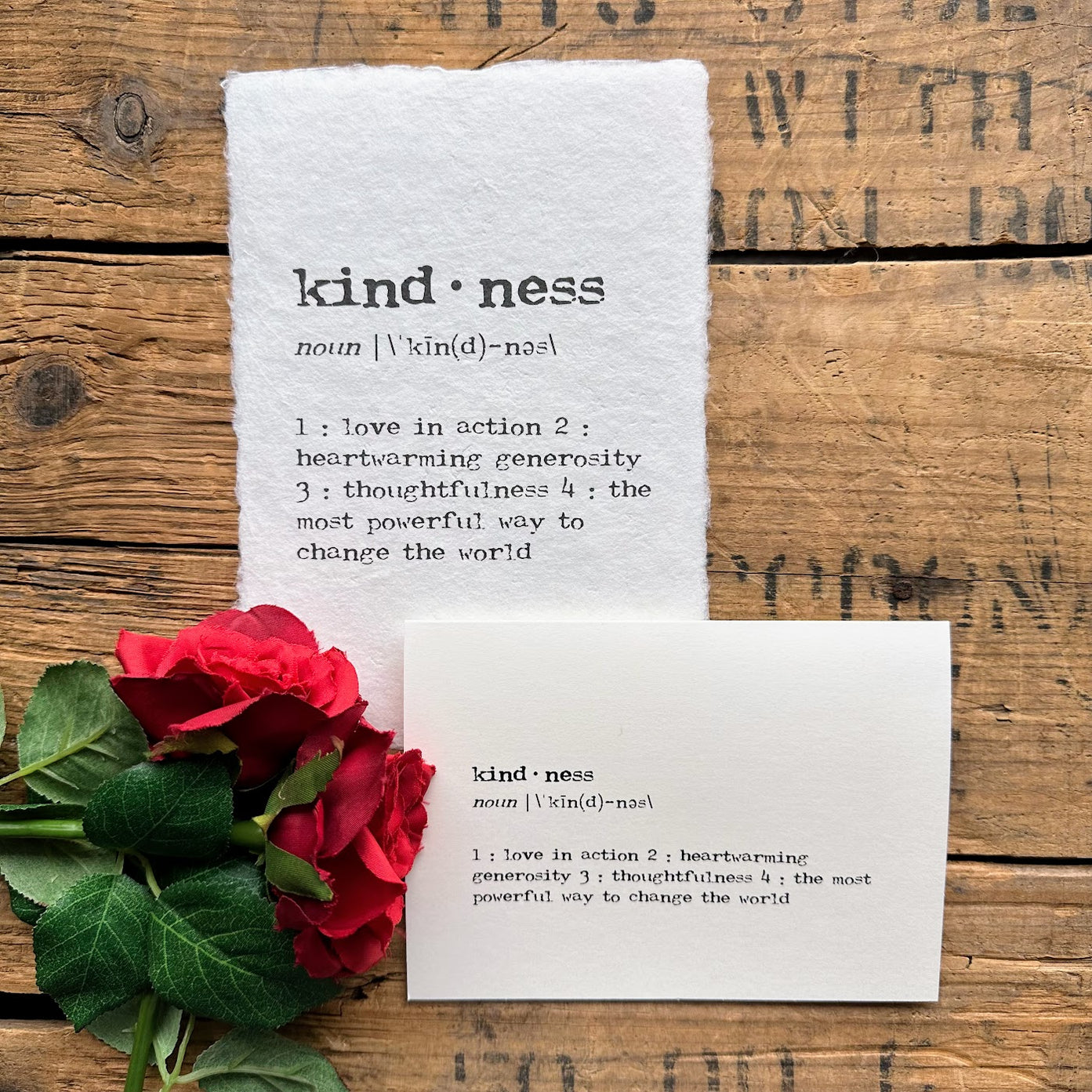 kindness definition greeting card with envelope and rose sticker ...
