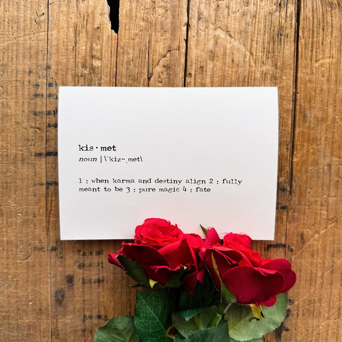 kismet definition greeting card in typewriter font– Alison Rose Vintage