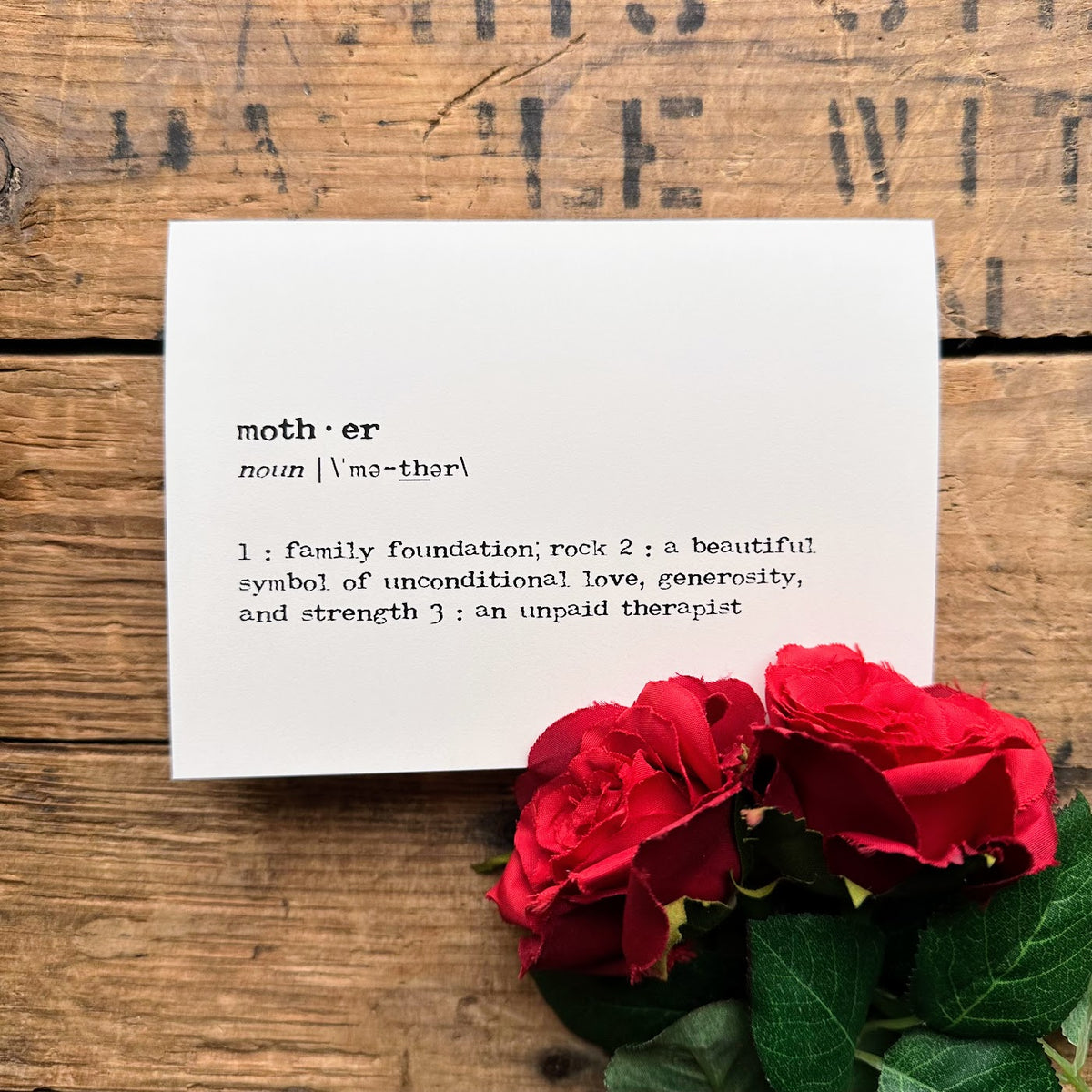 mother definition greeting card in typewriter font– Alison Rose Vintage