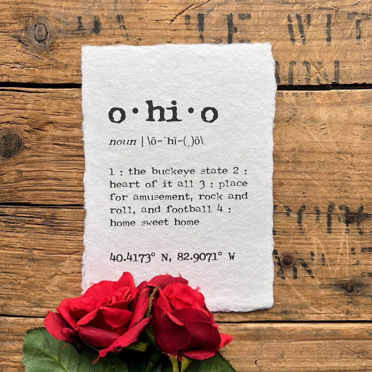 ohio definition print in typewriter font on handmade paper– Alison Rose ...