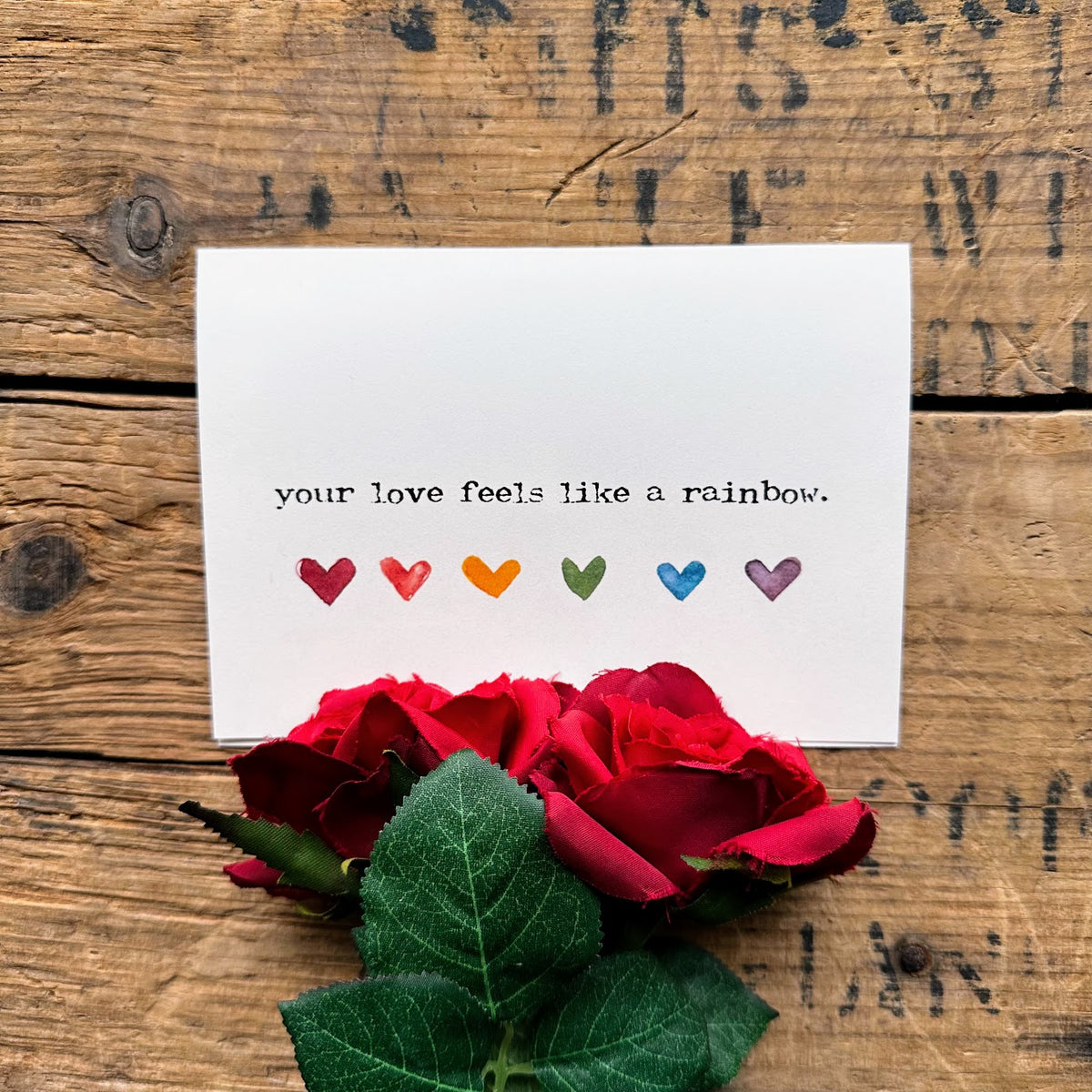 your love feels like a rainbow compliment card– Alison Rose Vintage