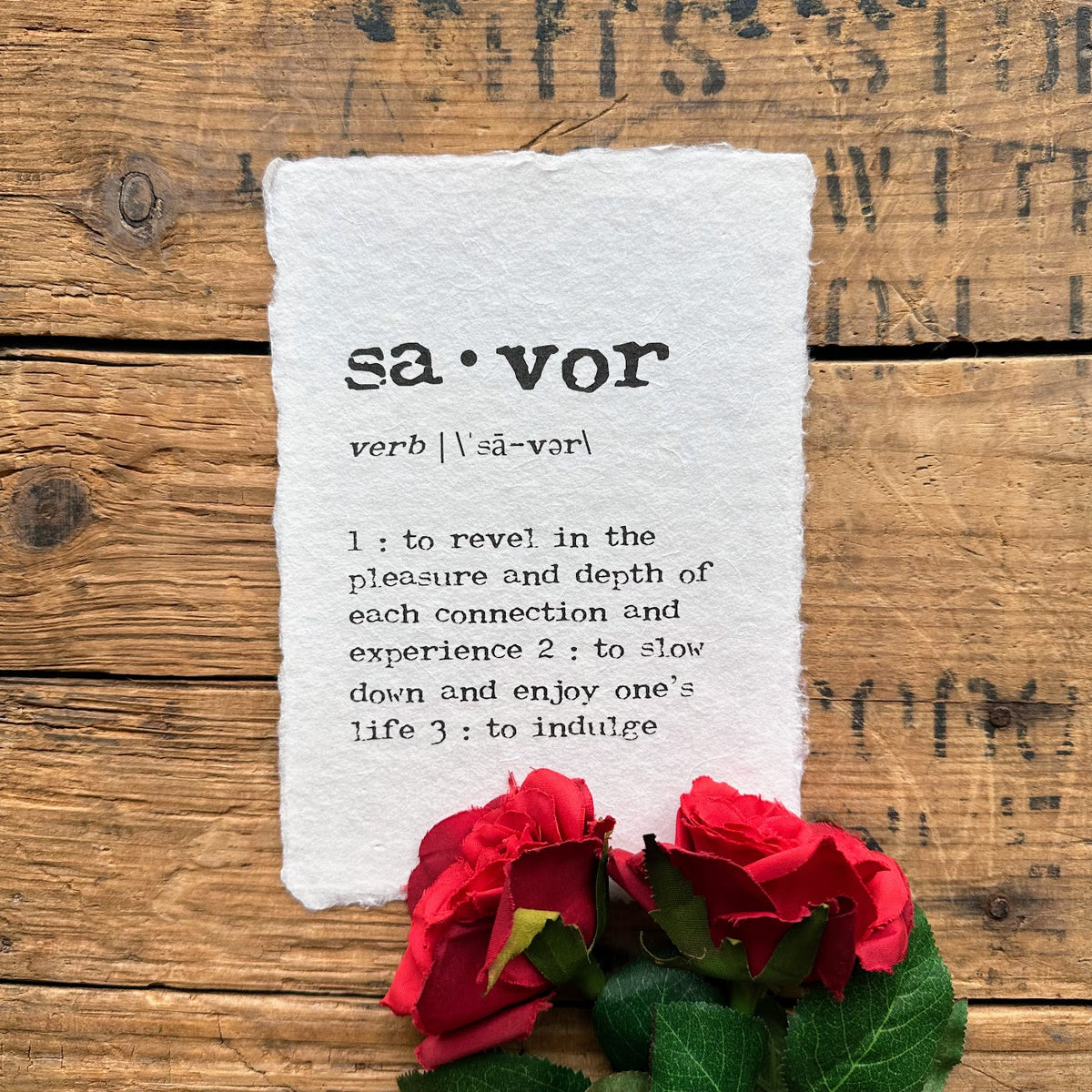 savor definition print in typewriter font on handmade paper– Alison ...