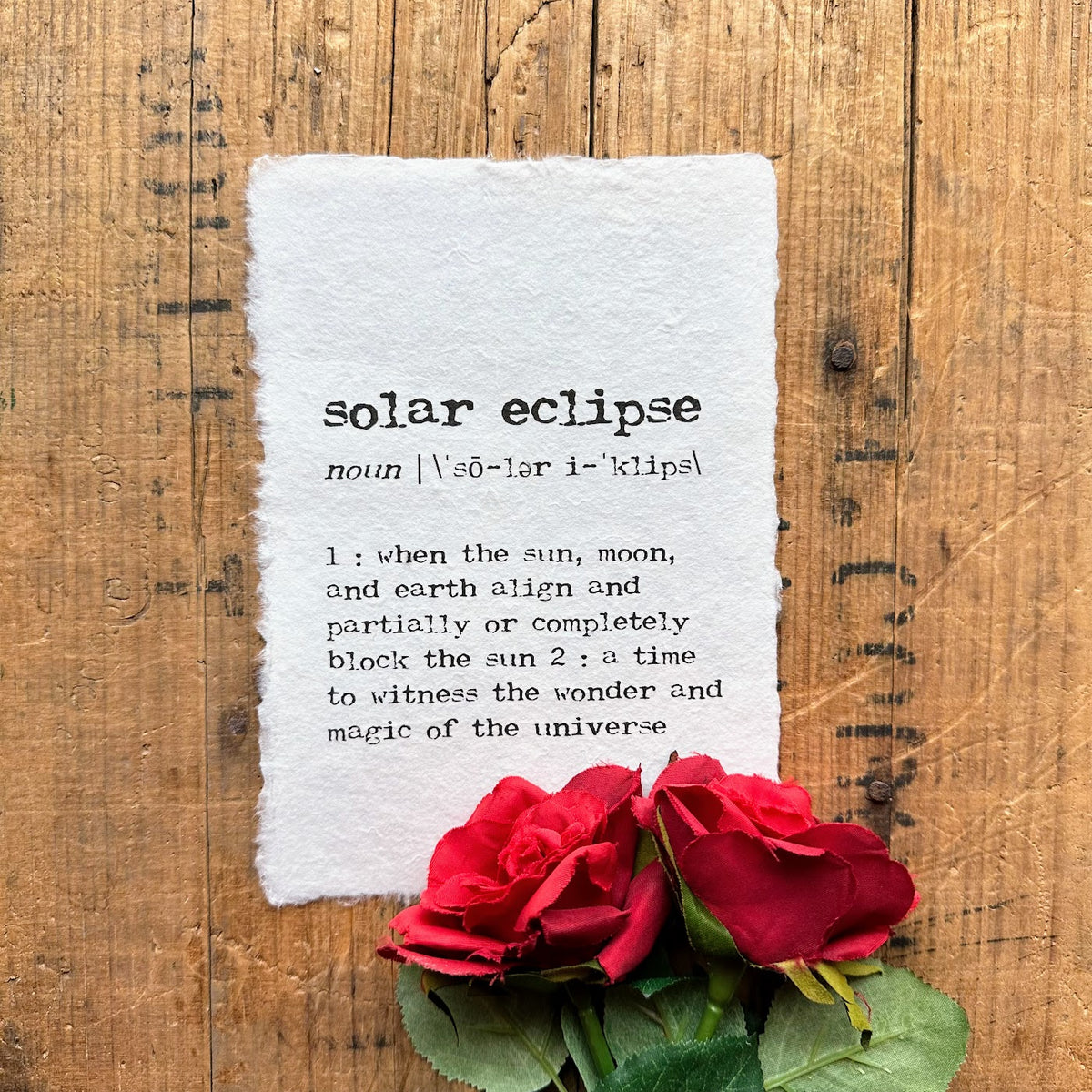 solar eclipse definition print in typewriter font on handmade paper ...