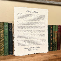 Custom song lyrics print on handmade cotton paper– Alison Rose Vintage