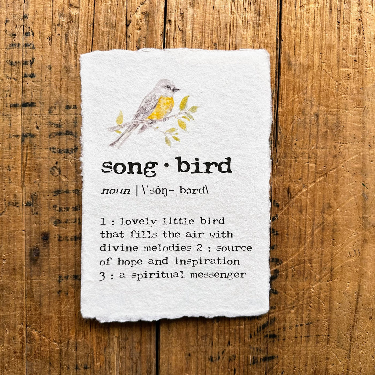 songbird definition print in typewriter font on handmade paper– Alison ...