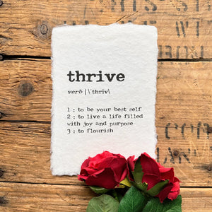thrive definition print in typewriter font on handmade paper– Alison ...
