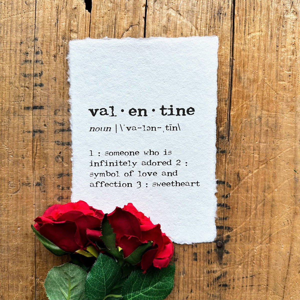 valentine definition print in typewriter font on handmade paper– Alison ...