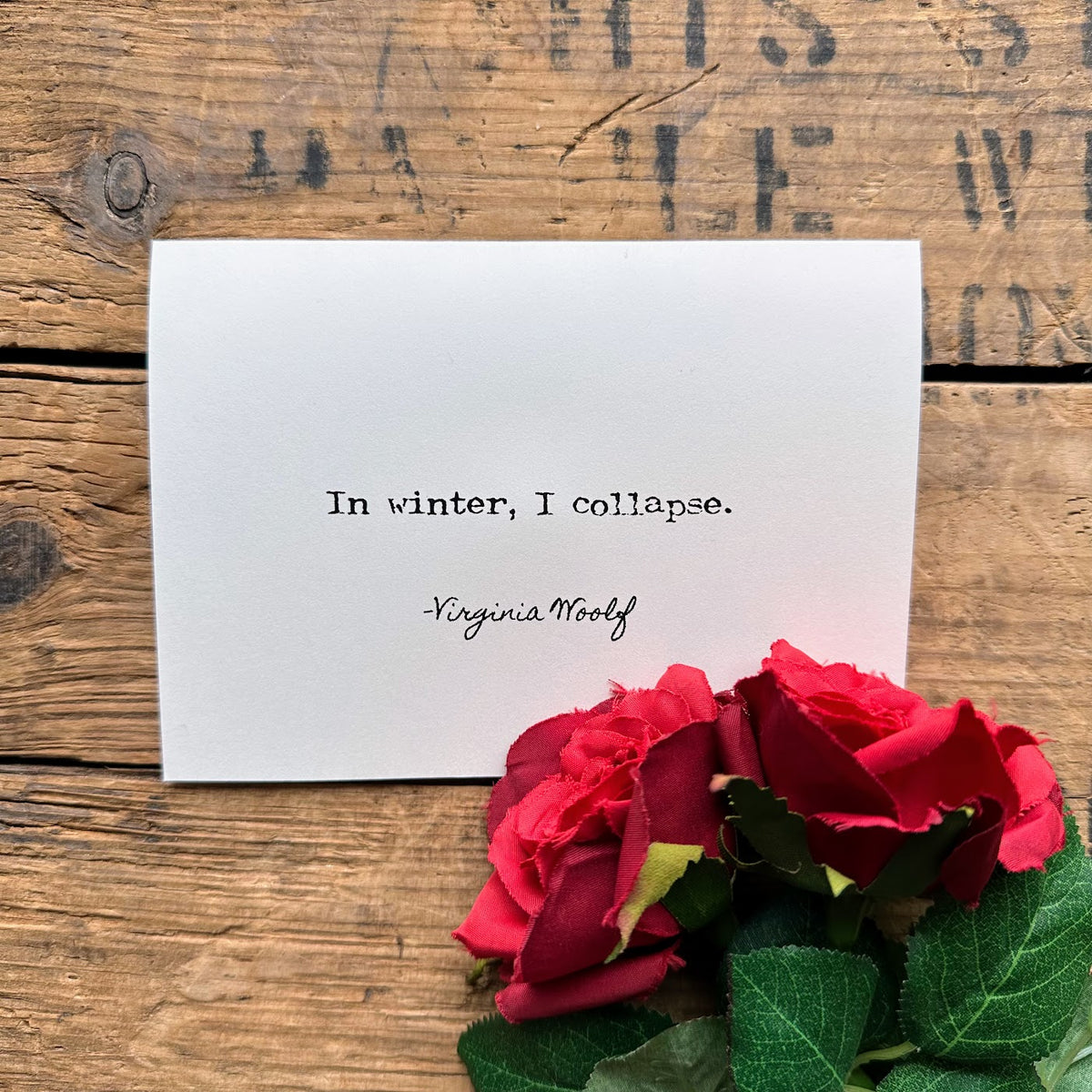 In winter, I collapse Virginia Woolf quote greeting card– Alison Rose ...