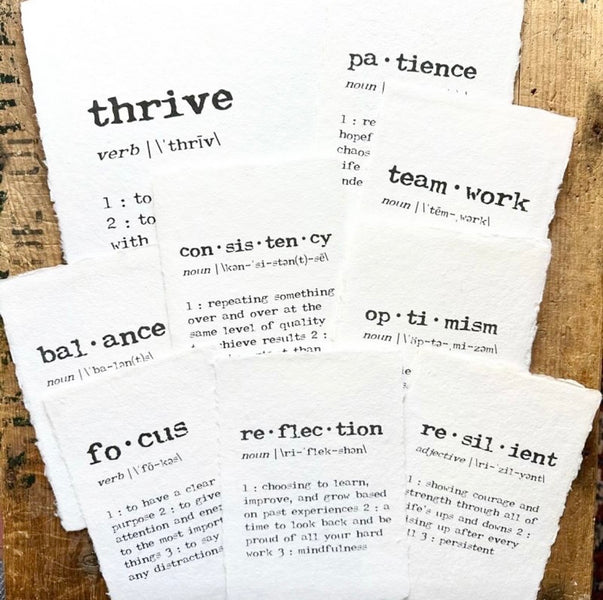 Custom word definition print in typewriter font on handmade paper– Alison Rose Vintage