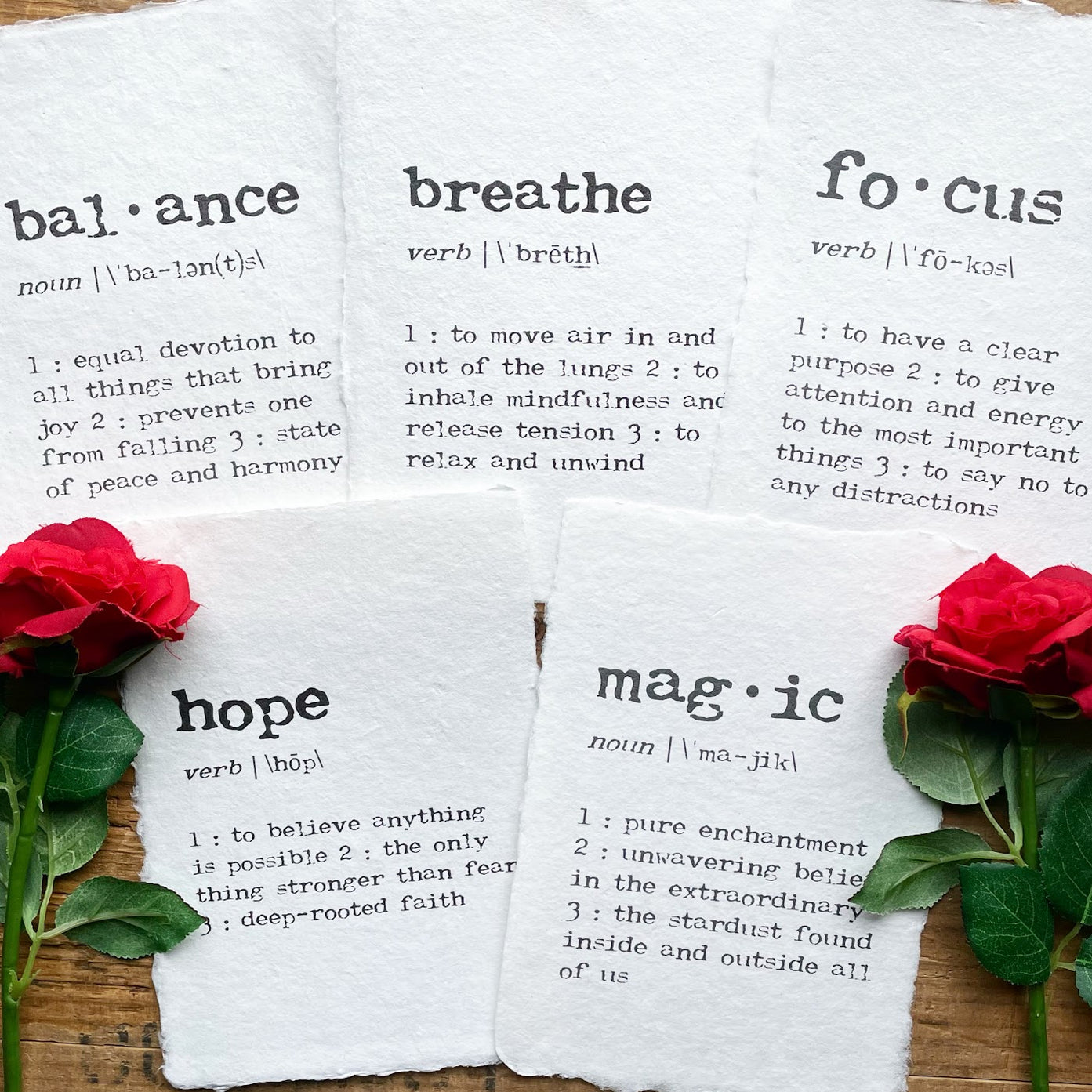 Custom word definition print in typewriter font on handmade paper– Alison Rose Vintage
