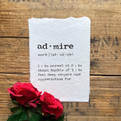 admire definition print in typewriter font on handmade paper– Alison ...