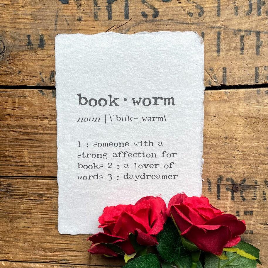 bookworm definition print in typewriter font on handmade cotton paper ...