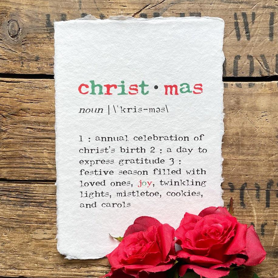 christmas definition print in typewriter font on handmade paper– Alison ...