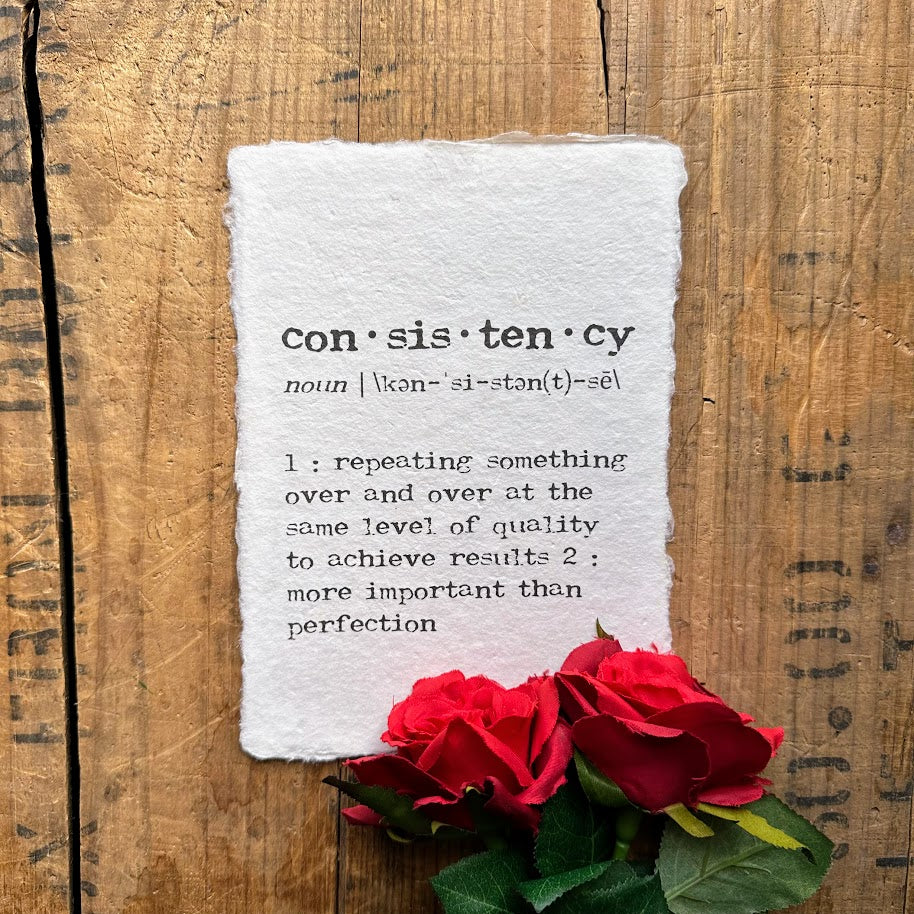 consistency definition print in typewriter font on handmade paper ...