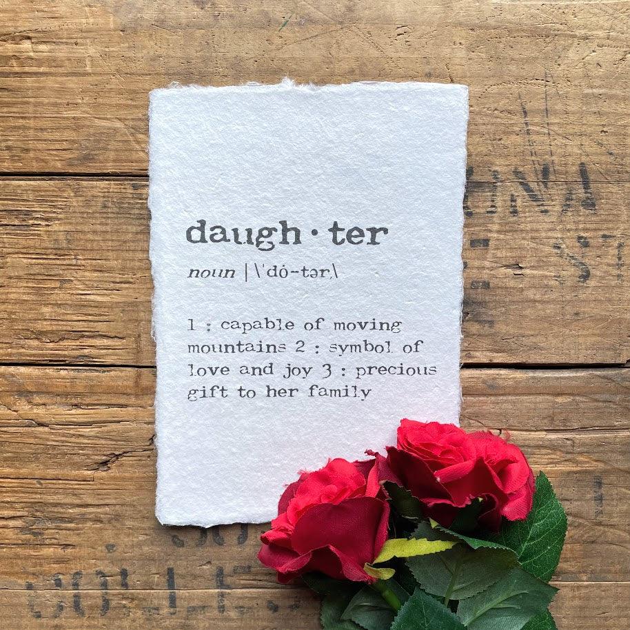 daughter definition print in typewriter font on handmade cotton paper ...