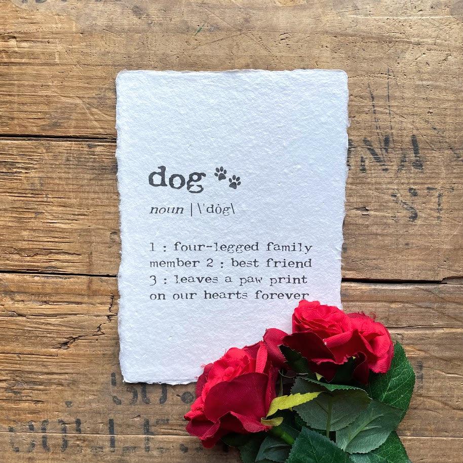dog definition print in typewriter font on handmade cotton paper ...
