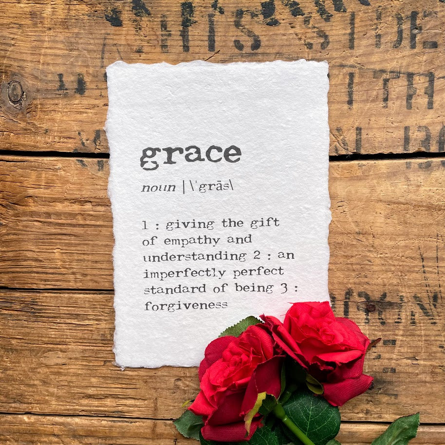 grace definition print in typewriter font on handmade paper– Alison ...