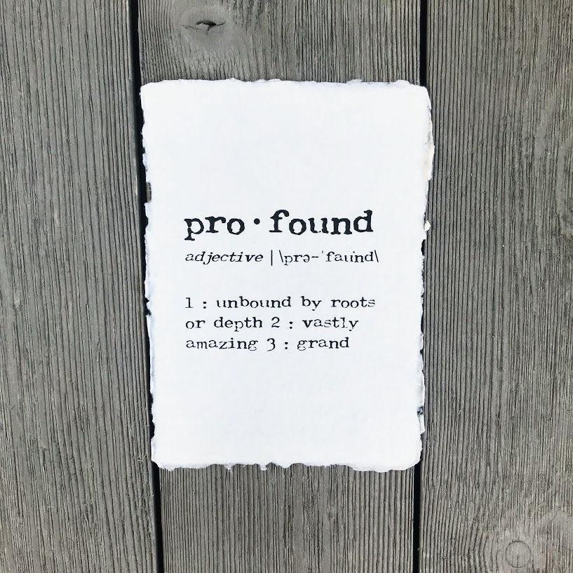 profound definition print in typewriter font on handmade paper– Alison ...