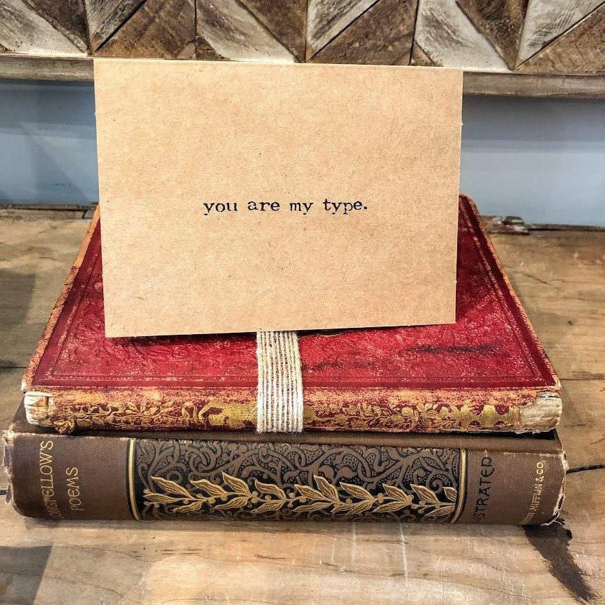 you are my type compliment greeting card in typewriter font with envel ...