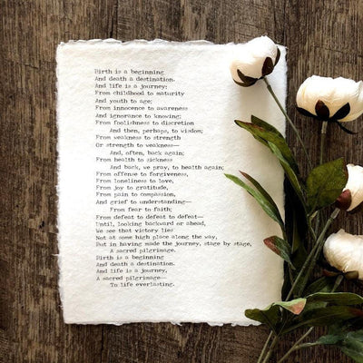 Custom eulogy, obituary, last words, grief or love poem print on handm ...
