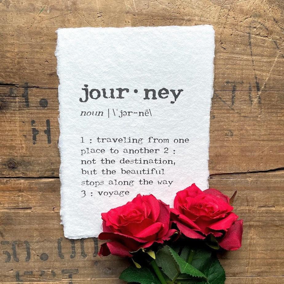 journey definition print in typewriter font on handmade paper– Alison ...
