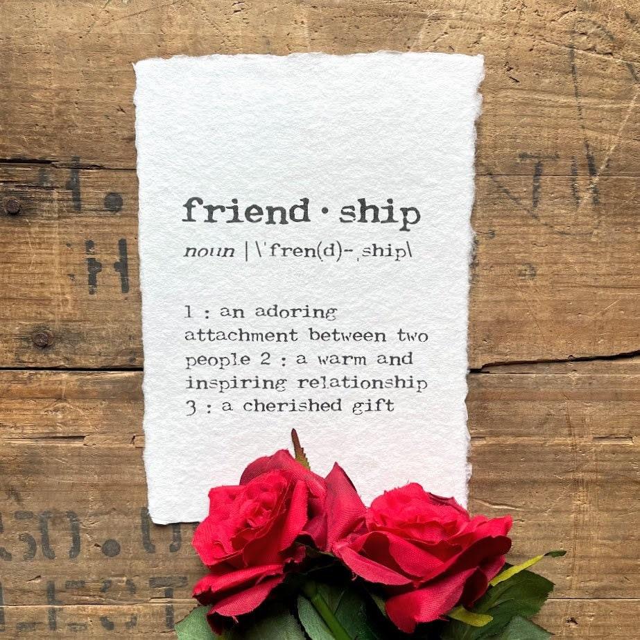 friendship definition print in typewriter font on handmade paper ...
