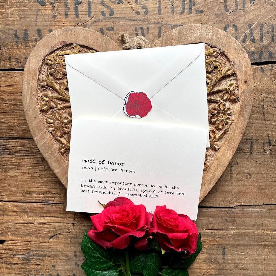 maid or matron of honor definition greeting card in typewriter font wi ...