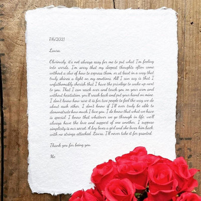 Custom love letter print on handmade paper, anniversary gift– Alison ...