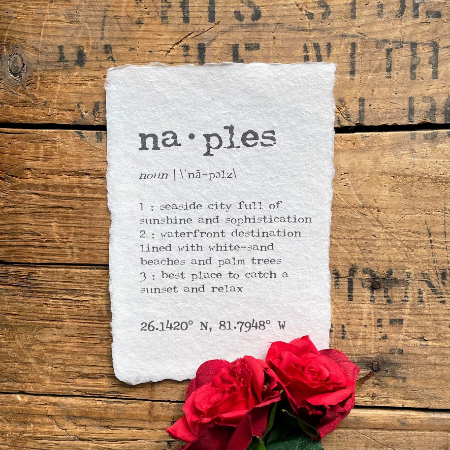 naples florida definition print in typewriter font on handmade paper ...