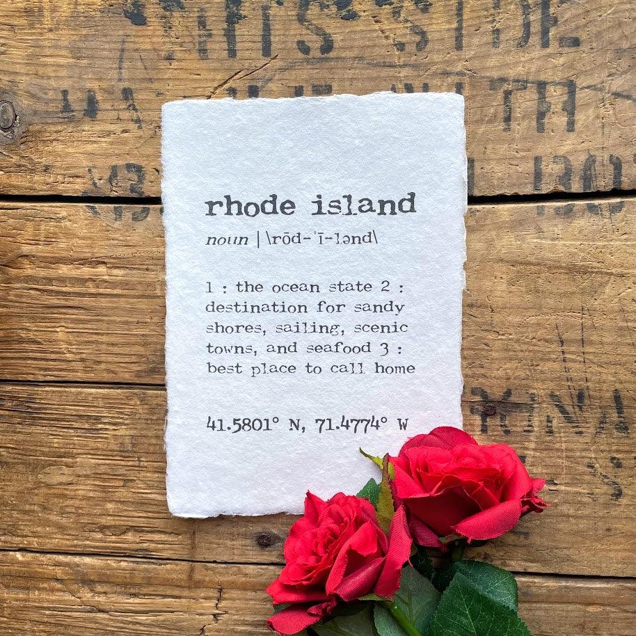 rhode island definition print in typewriter font on handmade paper ...